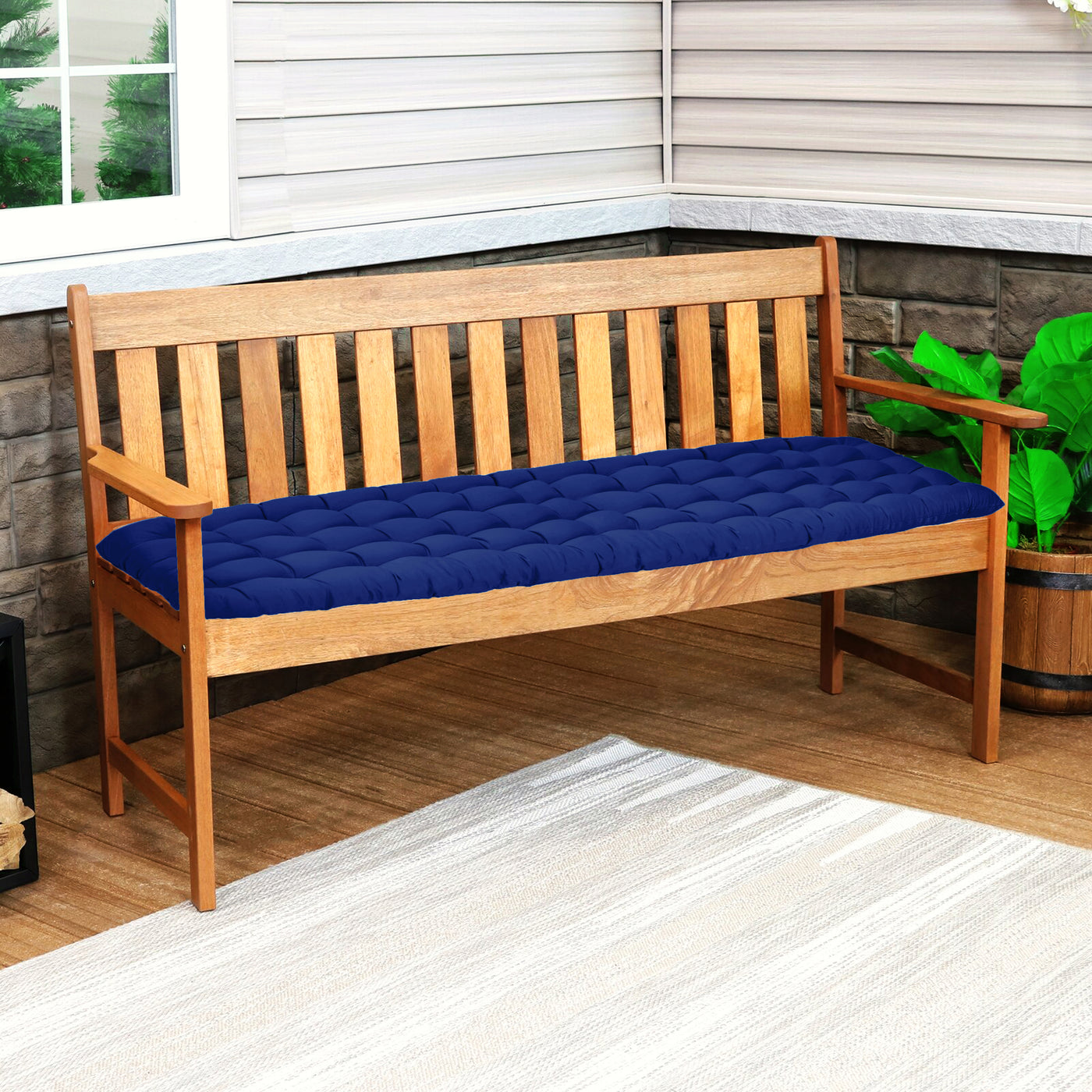 Water Resistant Outdoor 2-Seater Bench Cushions Garden Tufted Bench Se — GardenistaUK Store