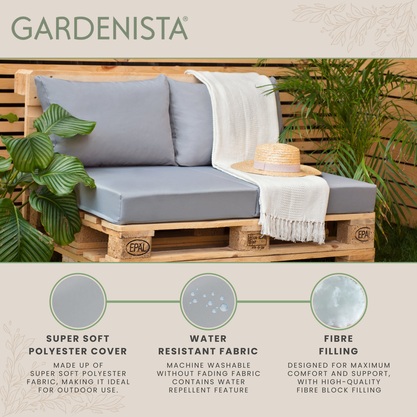 Water-Resistant Outdoor Euro Pallet Seat Pad Garden Folding Pallet Cus ...